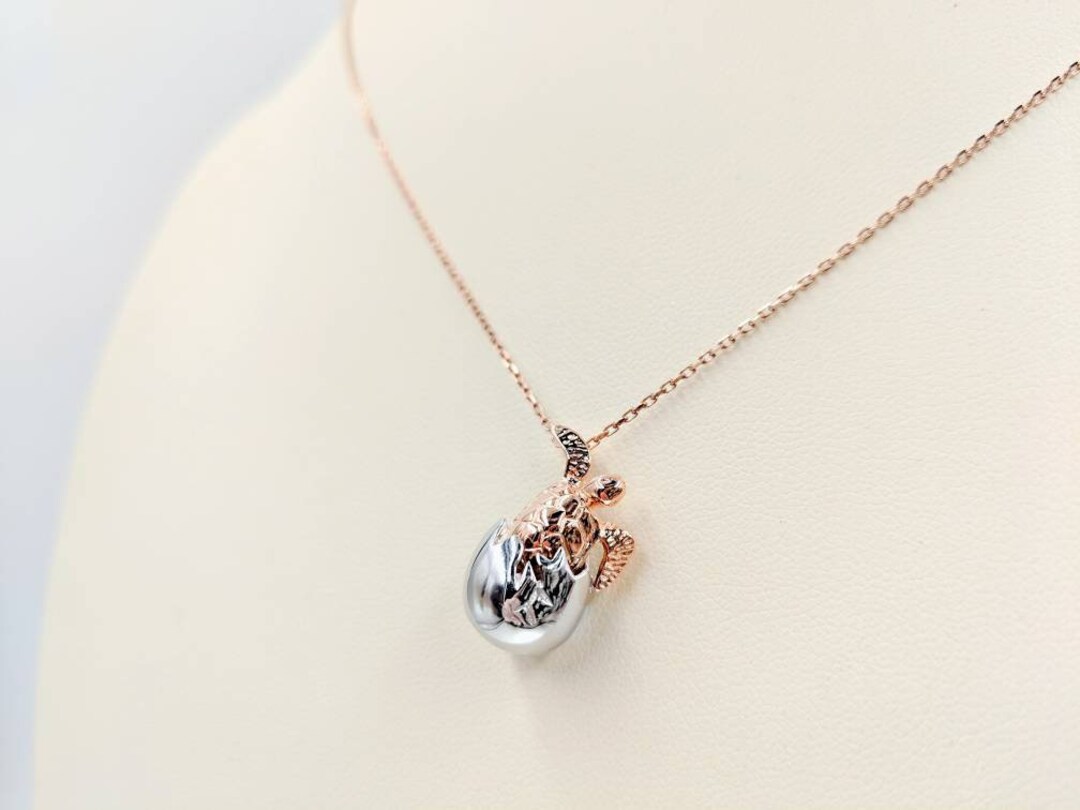 Rose Gold Turtle; Rose Baby Sea Turtle Necklace; 925 Baby Turtle in ...