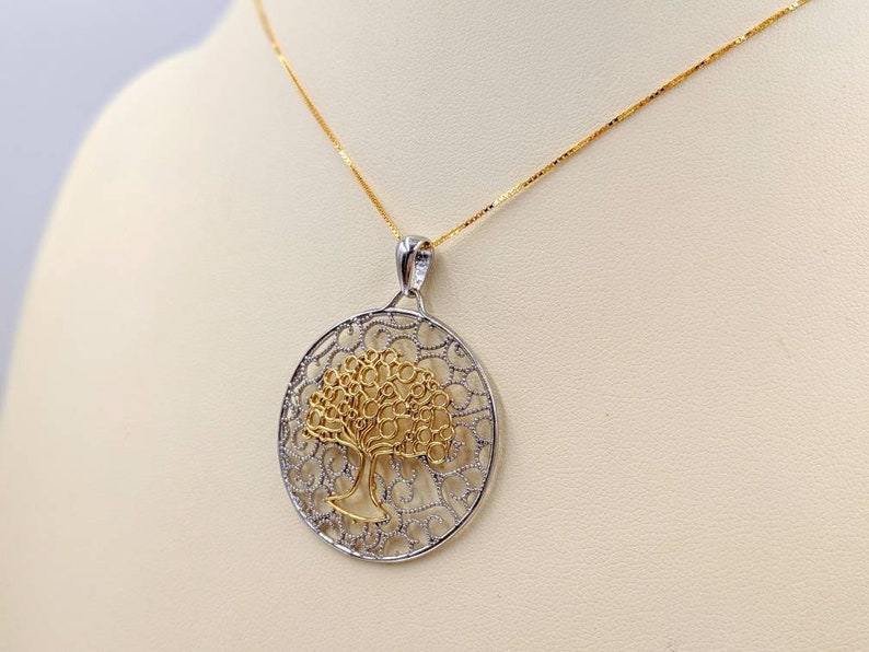 Two Tone Silver & Yellow Gold 925 Tree of Life Necklace Wire | Etsy