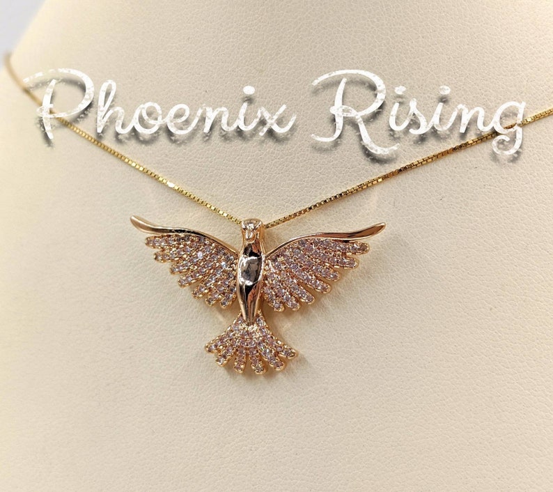 Gold Phoenix Rising Necklace 925 & Gold Phoenix Rising Gold | Etsy
