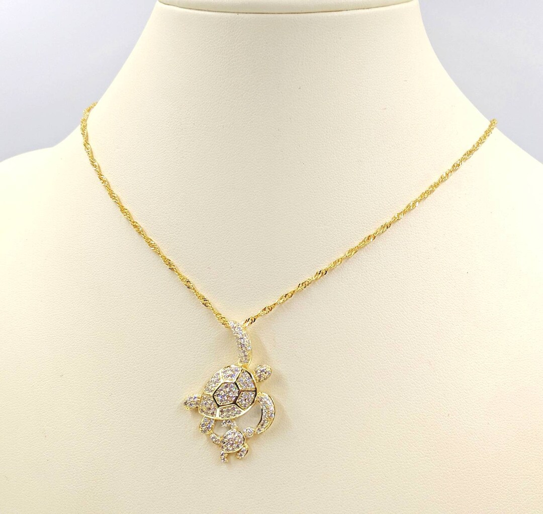Gold Turtles; Gold Mother & Baby Sea Turtle Necklace; 925 Mom and Baby ...