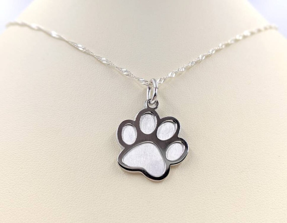 925 Silver Layered Paw Necklace Dog Paw Pendant W Silver - Etsy