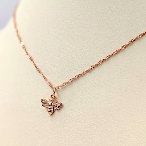 14K Vermeil Rose Gold Honey Bee 925 Necklace; Sterling Bumble Bee; Rose ...