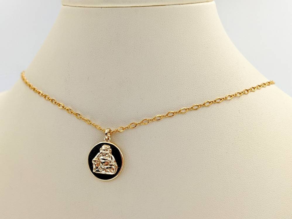 Solid 14K Gold Buddha Necklace; Solid Gold Buddha; Necklace With Gold ...