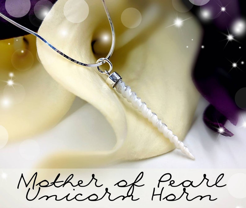 Mother of Pearl & 925 Unicorn Horn Necklace Unicorn Horn - Etsy