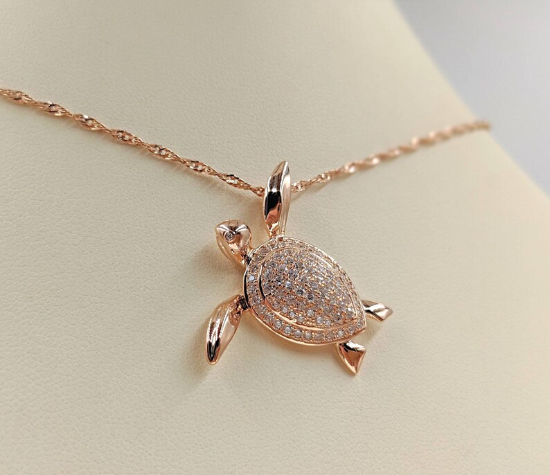 Rose Gold Sea Turtle Necklace 925 Sterling & Rose Turtle 925 | Etsy