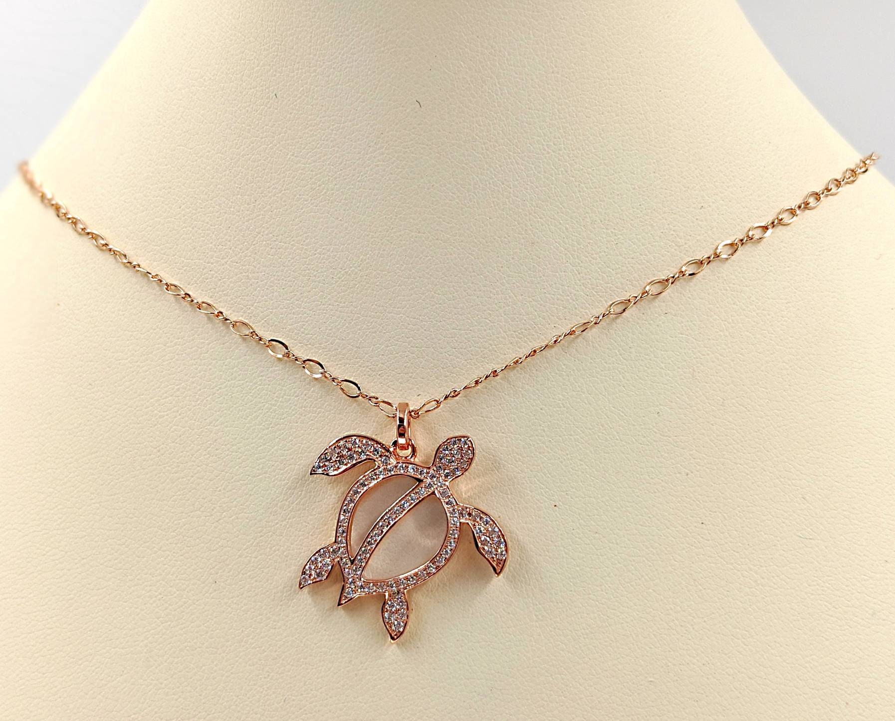 Rose Gold Sea Turtle Necklace; 925 Sterling & Rose Turtle, 925 Rose ...