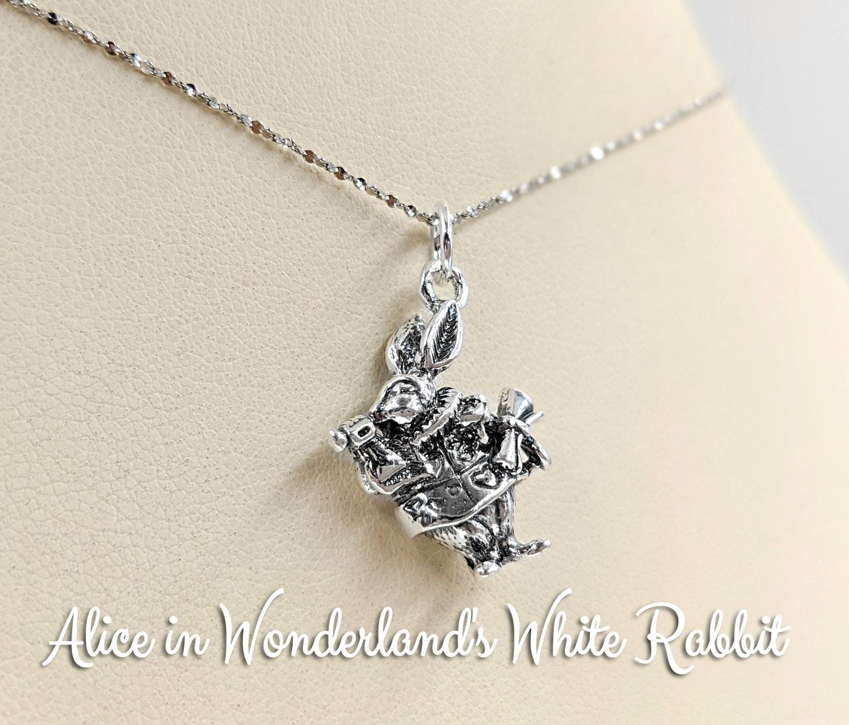 White Rabbit Necklace 925 Sterling White Rabbit Necklace | Etsy
