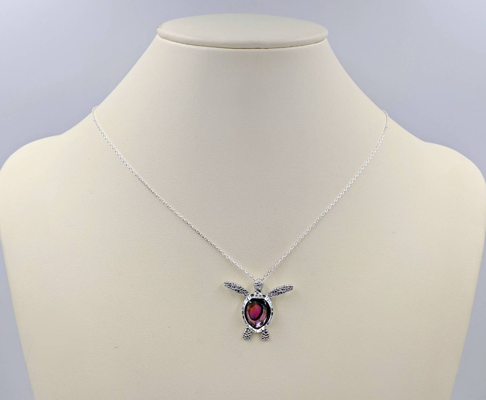 Sterling Abalone Shell Turtle Necklace; 925 Abalone Turtle Pendant; Sea ...