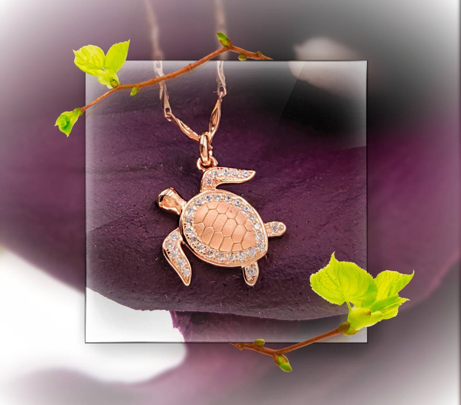 Rose Gold Sea Turtle Necklace; 925 Sterling & Rose Turtle, 925 Rose ...