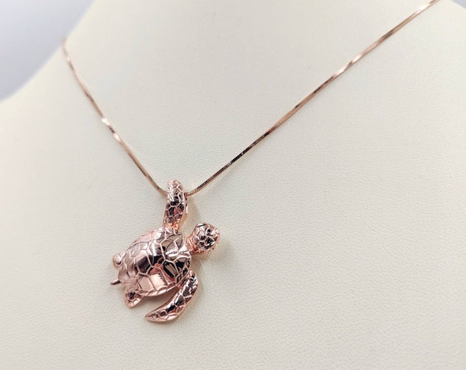 Rose Gold Sea Turtle Necklace 925 Sterling & Rose Turtle 925 - Etsy