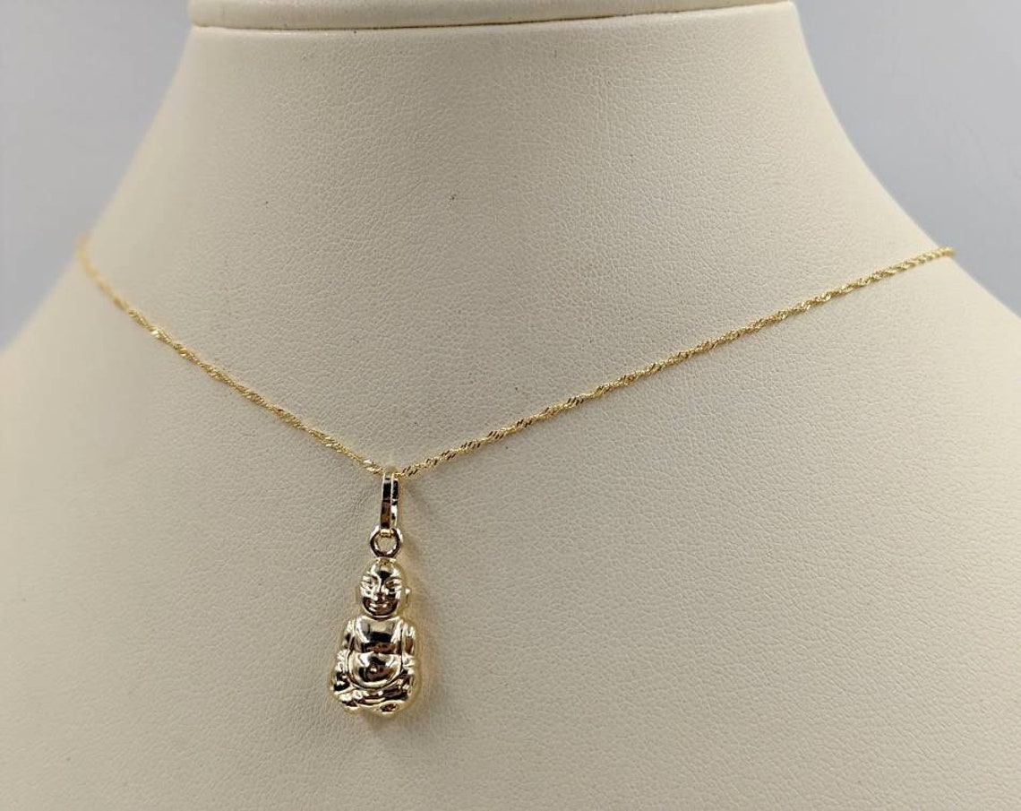 Solid 14K Gold Buddha Necklace Solid Gold Buddha Gold | Etsy