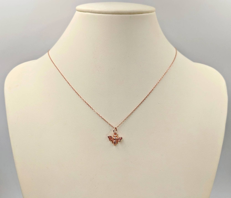 14K Vermeil Rose Gold Honey Bee 925 Necklace Sterling Bumble | Etsy