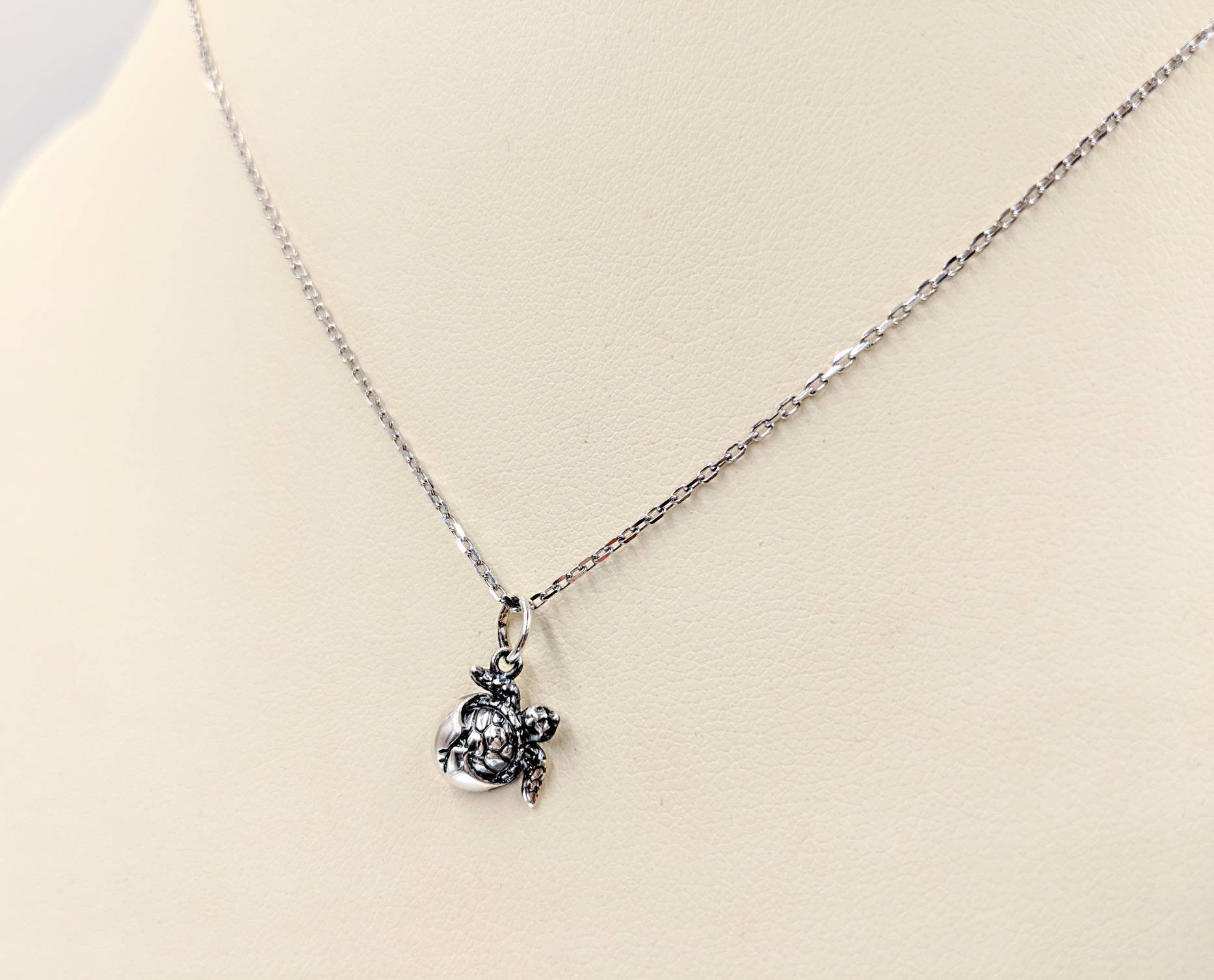 925 Silver Turtle; Sterling Baby Sea Turtle Necklace; 925 Baby Turtle ...