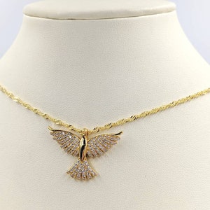 Gold Phoenix Rising Necklace, 925 & Gold Phoenix Rising; Gold Bird Drop ...