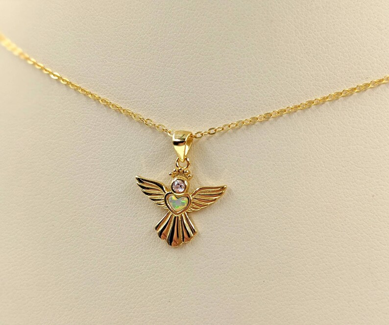 Gold and Opal Angel Pendant Necklace Opal Angel 925 Gold - Etsy