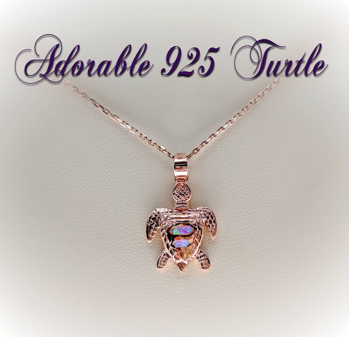 Rose Gold Turtle Necklace 925 & Rose Gold Pink Opal Turtle | Etsy