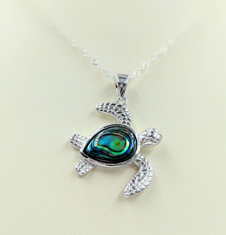 Sterling Abalone Shell Turtle Necklace 925 Abalone Turtle | Etsy