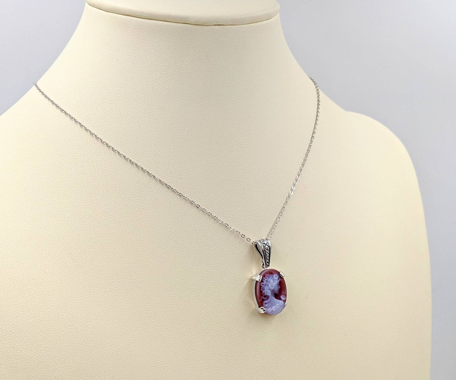 Cameo Necklace; Genuine Red Agate Cameo Necklace W 925 Sterling Setting ...