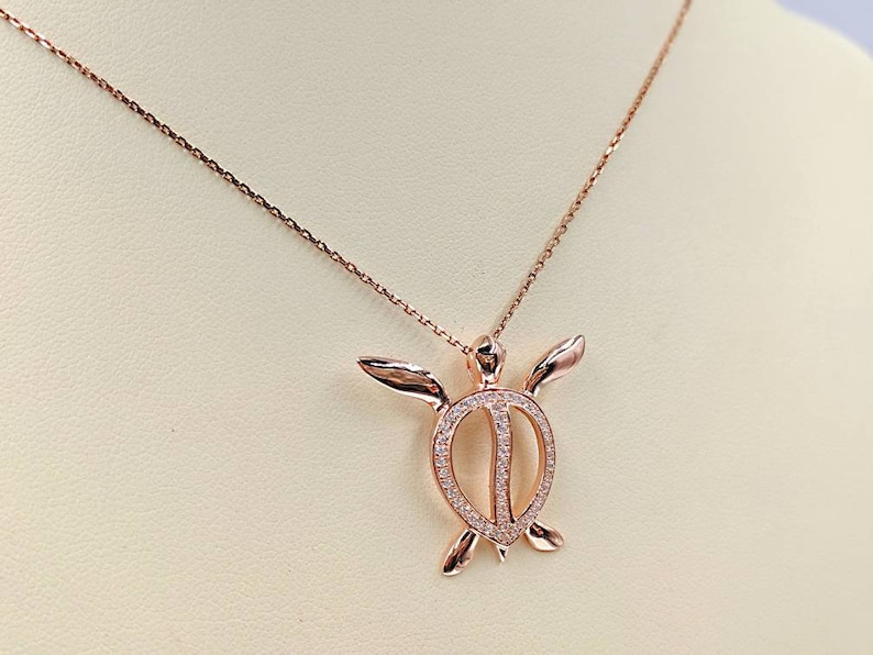 Rose Gold Sea Turtle Necklace 925 Sterling & Rose Turtle 925 | Etsy