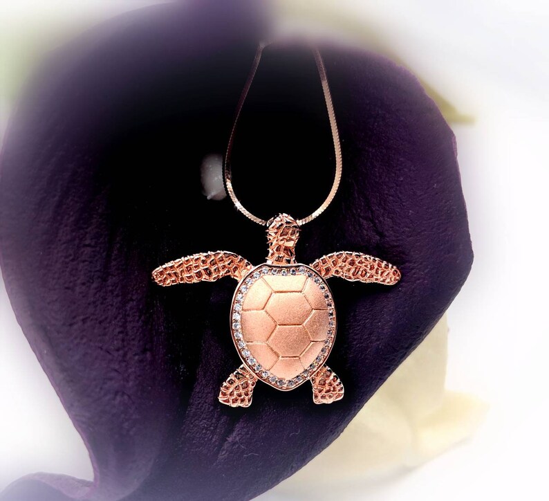 Rose Gold Sea Turtle Necklace 925 Sterling & Rose Turtle 925 | Etsy