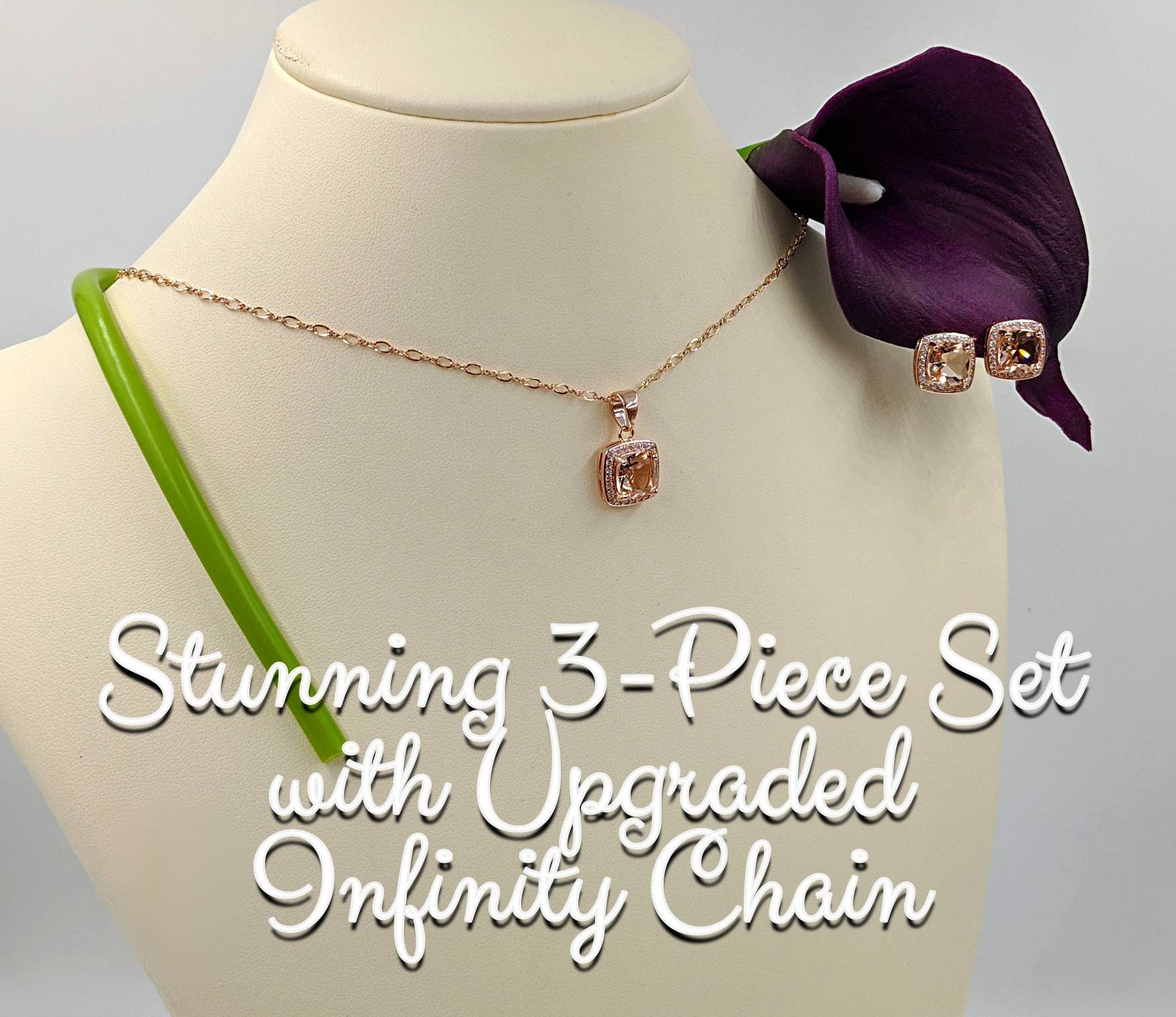 Morganite necklace and earring set store