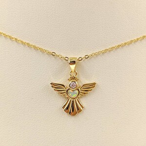 Gold and Opal Angel Pendant Necklace; Opal Angel; 925 Gold Angel With ...
