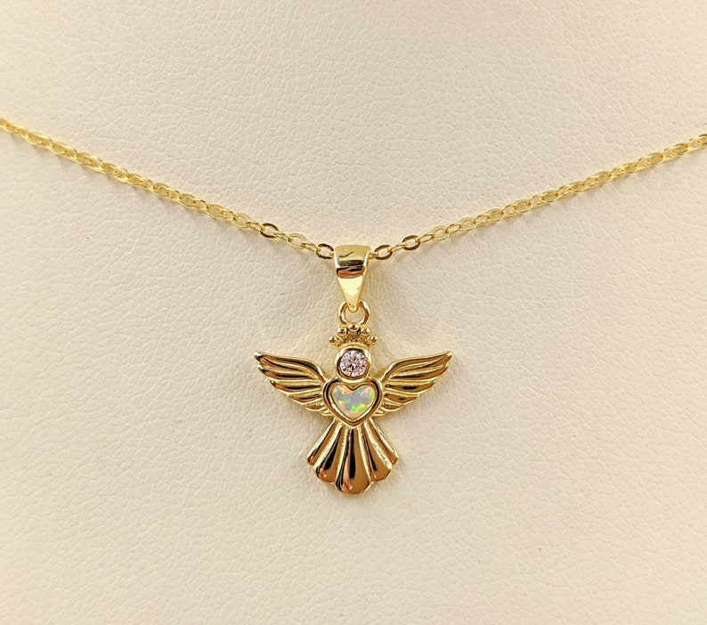 Gold and Opal Angel Pendant Necklace Opal Angel 925 Gold - Etsy