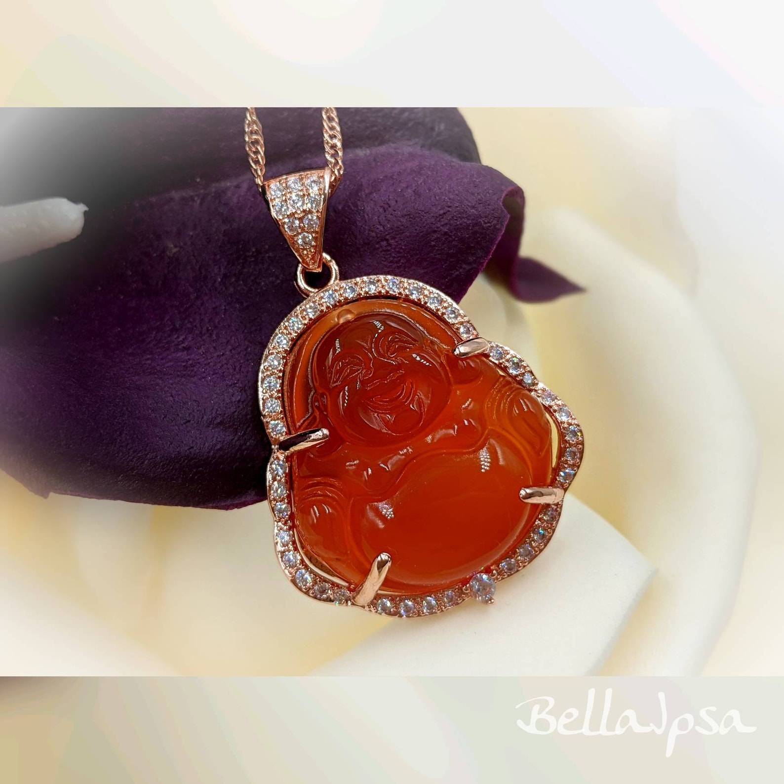 Rose Gold Genuine Red Jade Buddha; 925 Buddha Necklace; Rose Gold ...