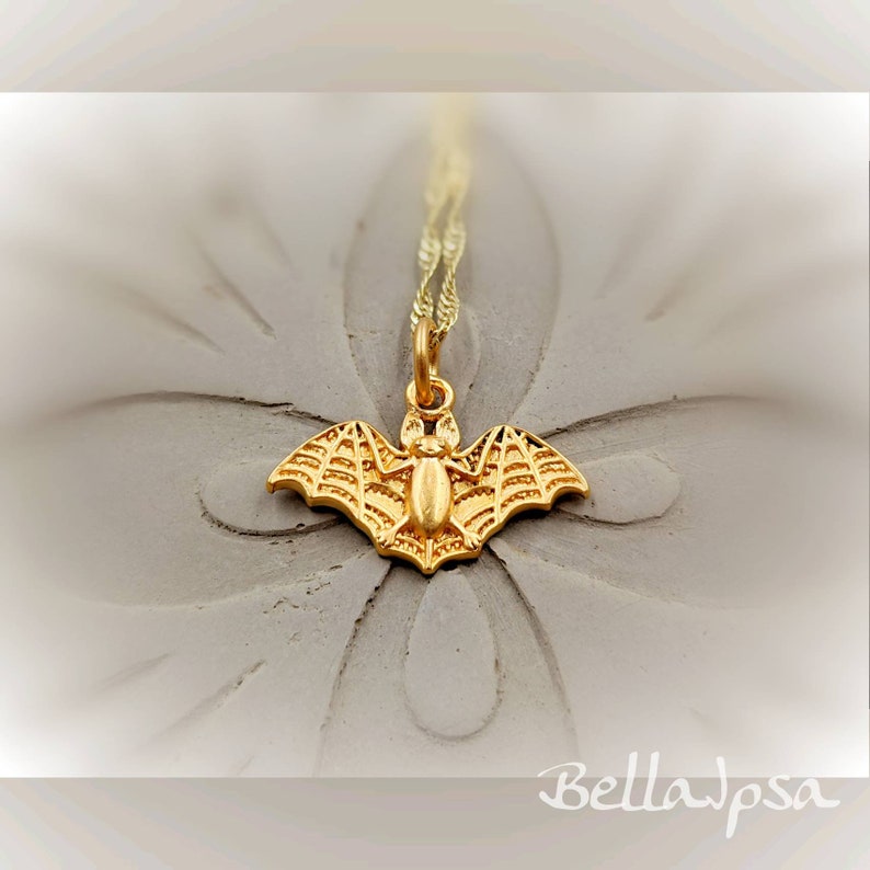 Gold 925 Bat Necklace Gold Vermeil Bat Necklace 925 Sterling | Etsy