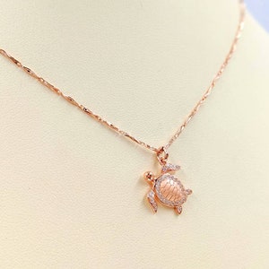 Rose Gold Sea Turtle Necklace; 925 Sterling & Rose Turtle, 925 Rose ...