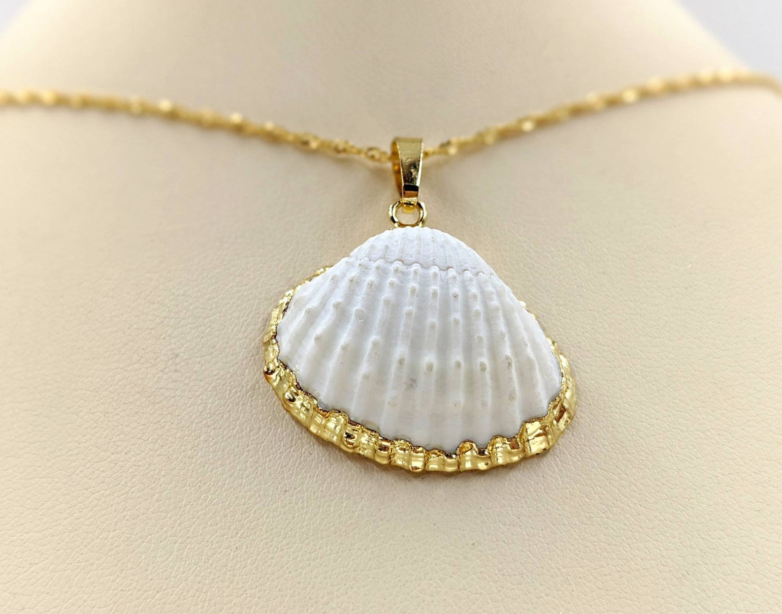 Real Yellow Gold Seashell 14K Gold Dipped Scallop Shell | Etsy