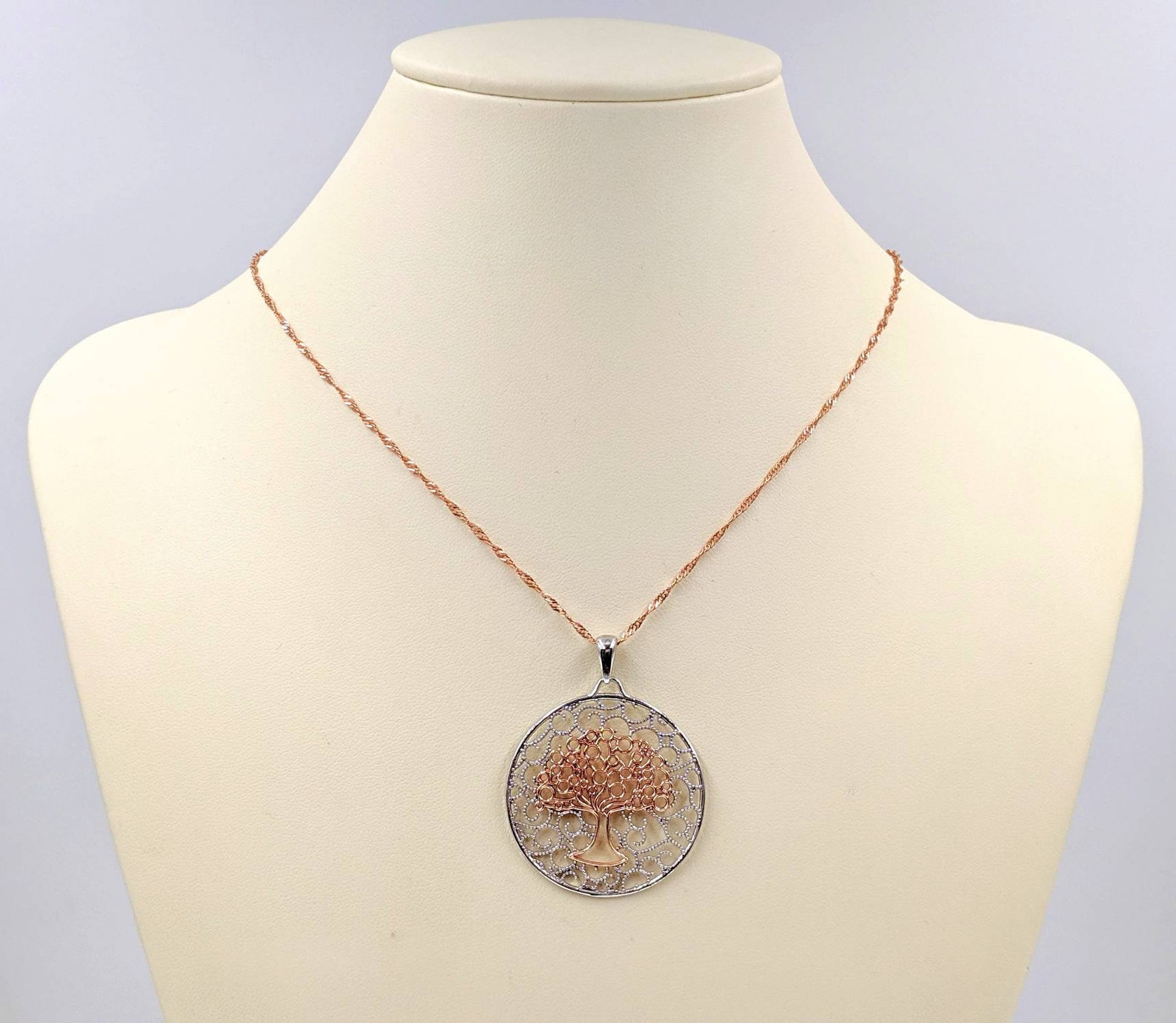 Two Tone Silver & Rose Gold 925 Tree of Life Necklace Wire | Etsy