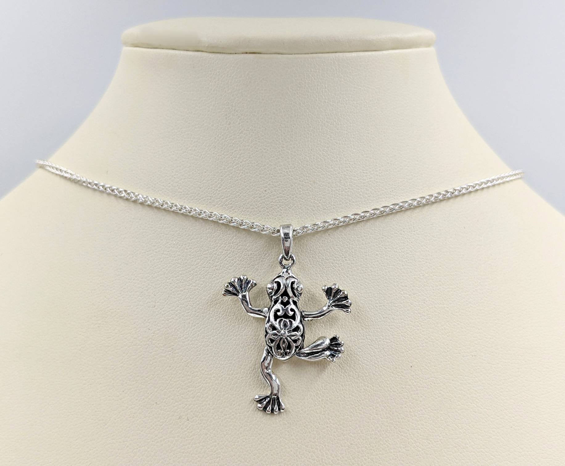 925 Silver Frog Necklace Sterling 925 Frog Pendant Adorable | Etsy