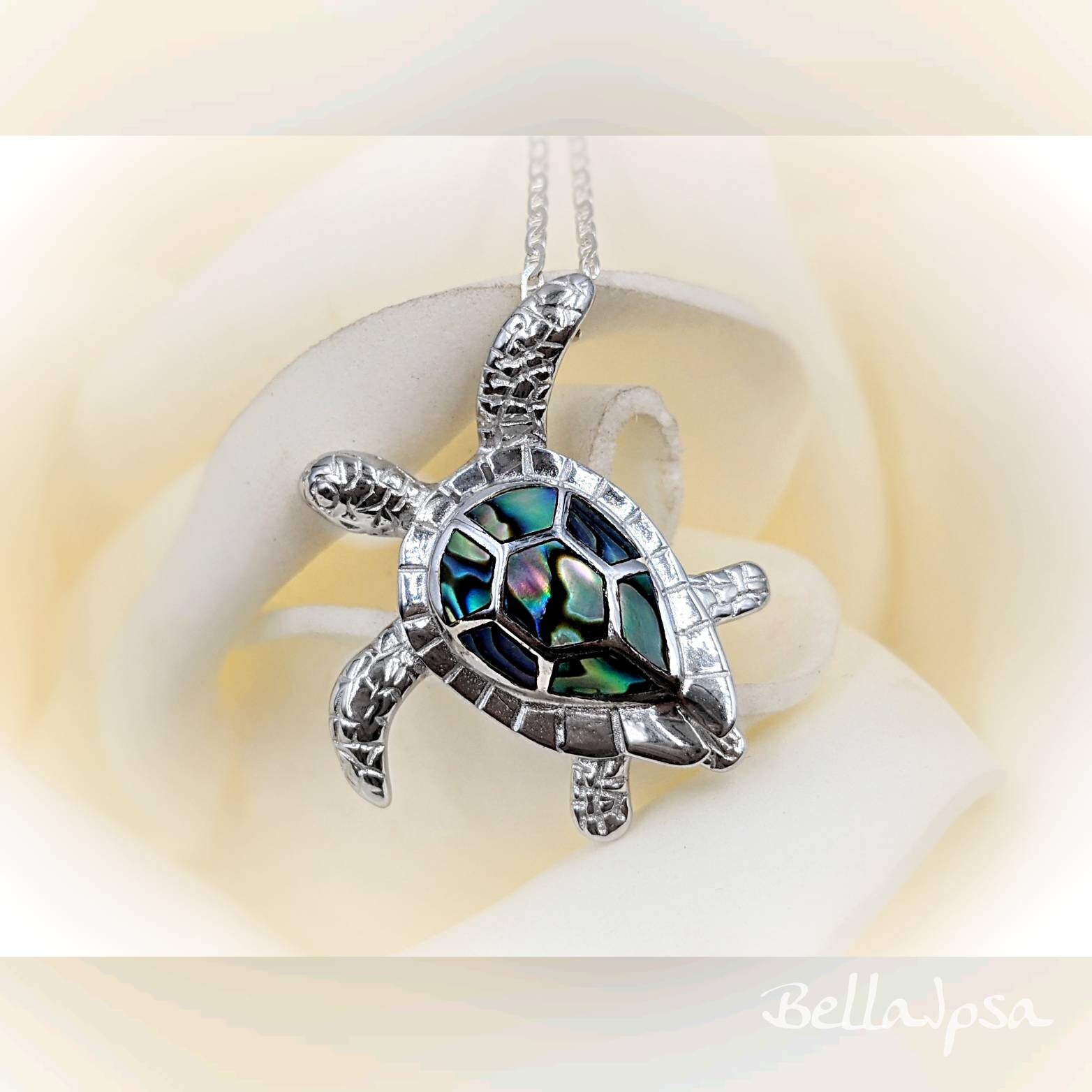 Sterling Abalone Shell Turtle Necklace 925 Abalone Turtle - Etsy España