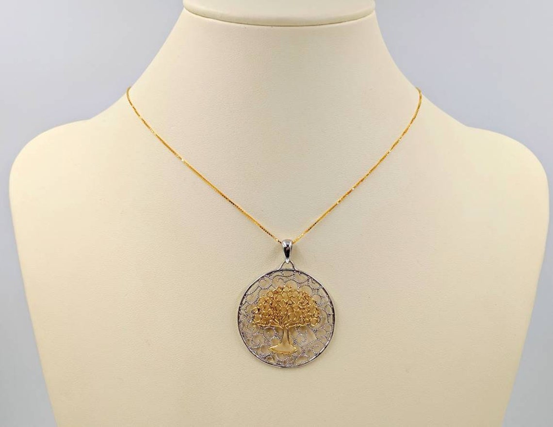 Two Tone Silver & Yellow Gold 925 Tree of Life Necklace Wire | Etsy