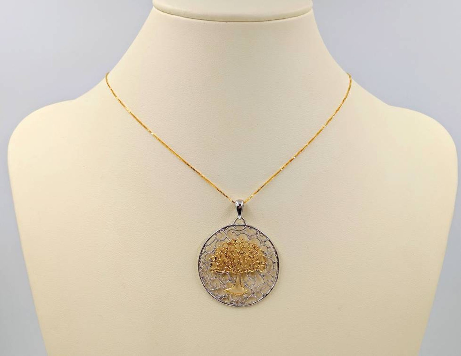 Two Tone Silver & Yellow Gold 925 Tree of Life Necklace Wire | Etsy