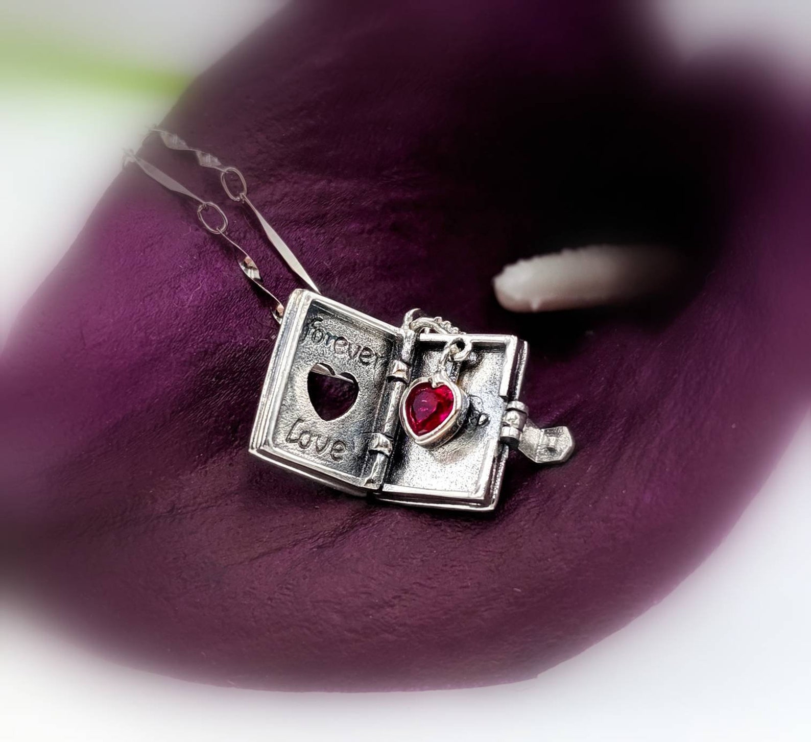 925 Book Locket Love Letter Necklace; Secret Love Note; Necklace W ...