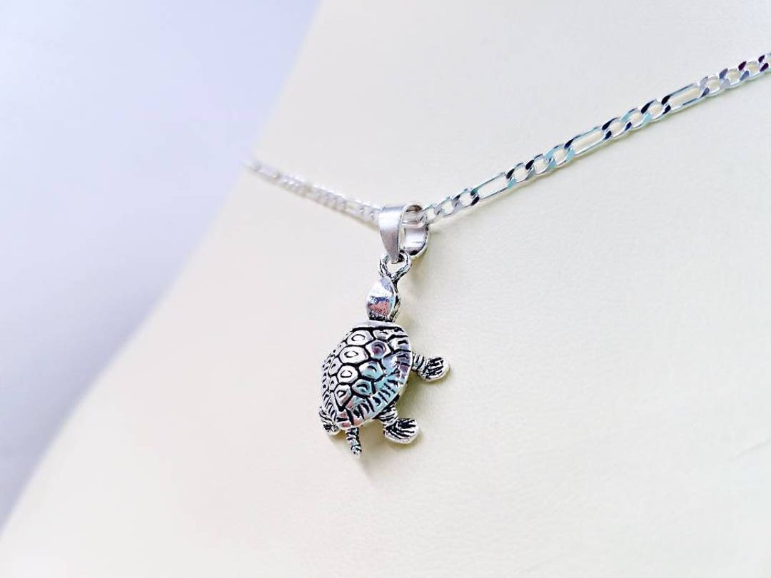 Moving Legs Sea Turtle Pendants! Sterling Silver Figaro Chain Necklace ...