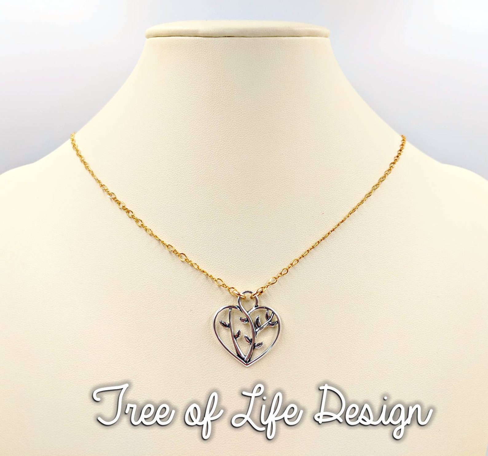 Heart & Vine Tree; Two Tone Tree of Life; Gold Chain Tree of Life ...