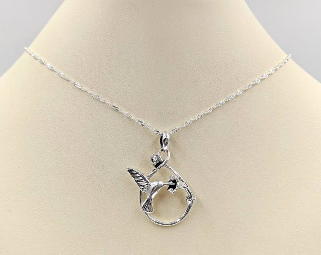 Hummingbird Infinity Necklace; Sterling Silver Hummingbird Pendant With ...