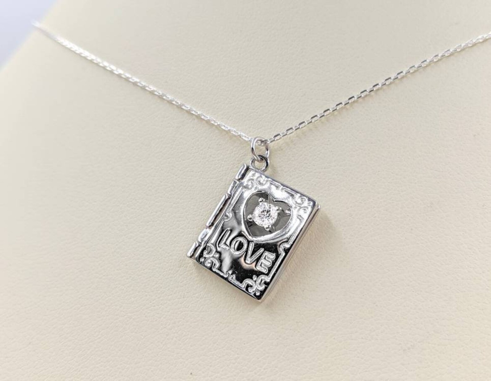 925 Book Locket Necklace; Love Story Secret Love Note; Necklace W ...