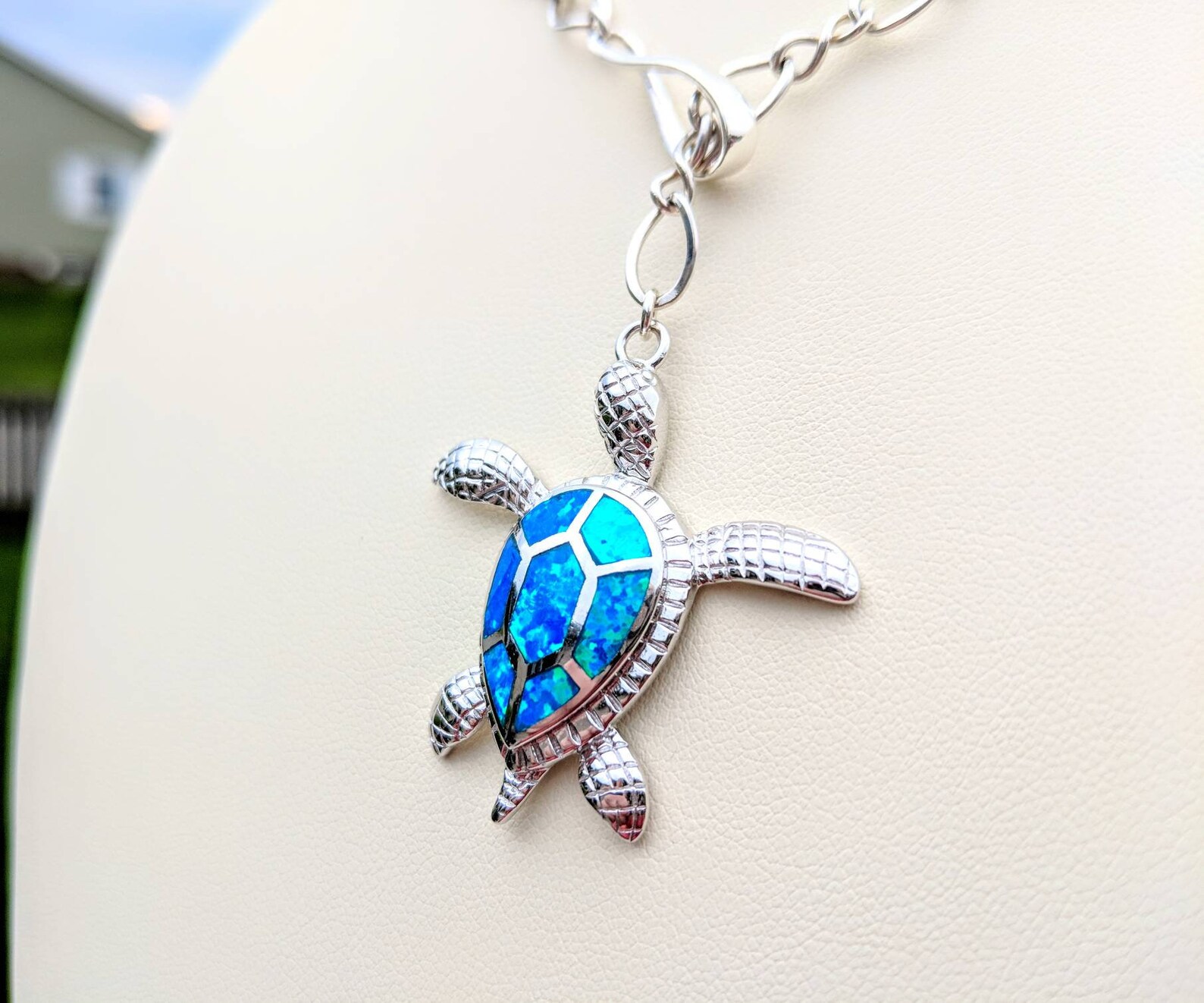 Sea Turtle Infinity Lariat Necklace Blue Fire Opal 925 Turtle - Etsy