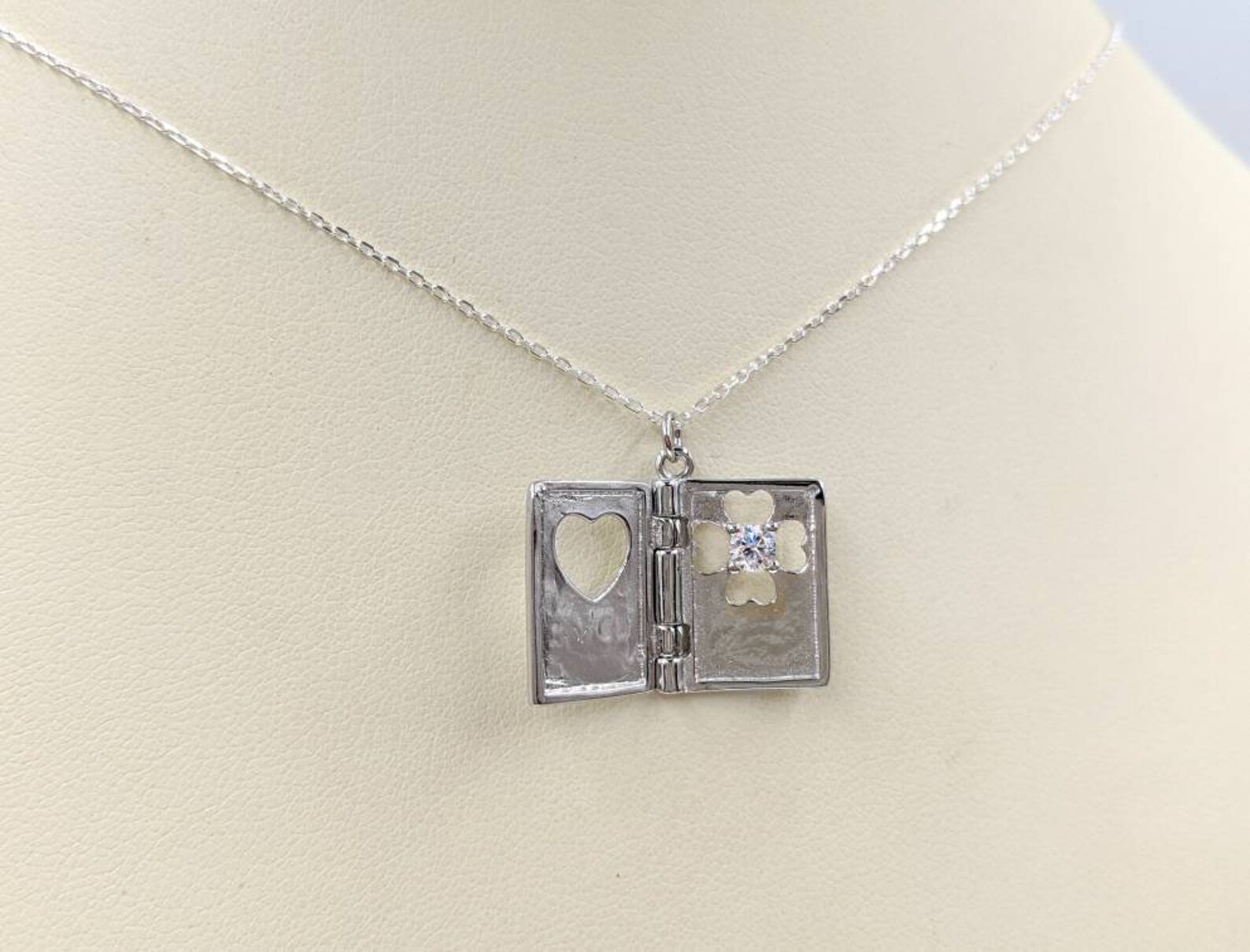925 Book Locket Necklace; Love Story Secret Love Note; Necklace W ...