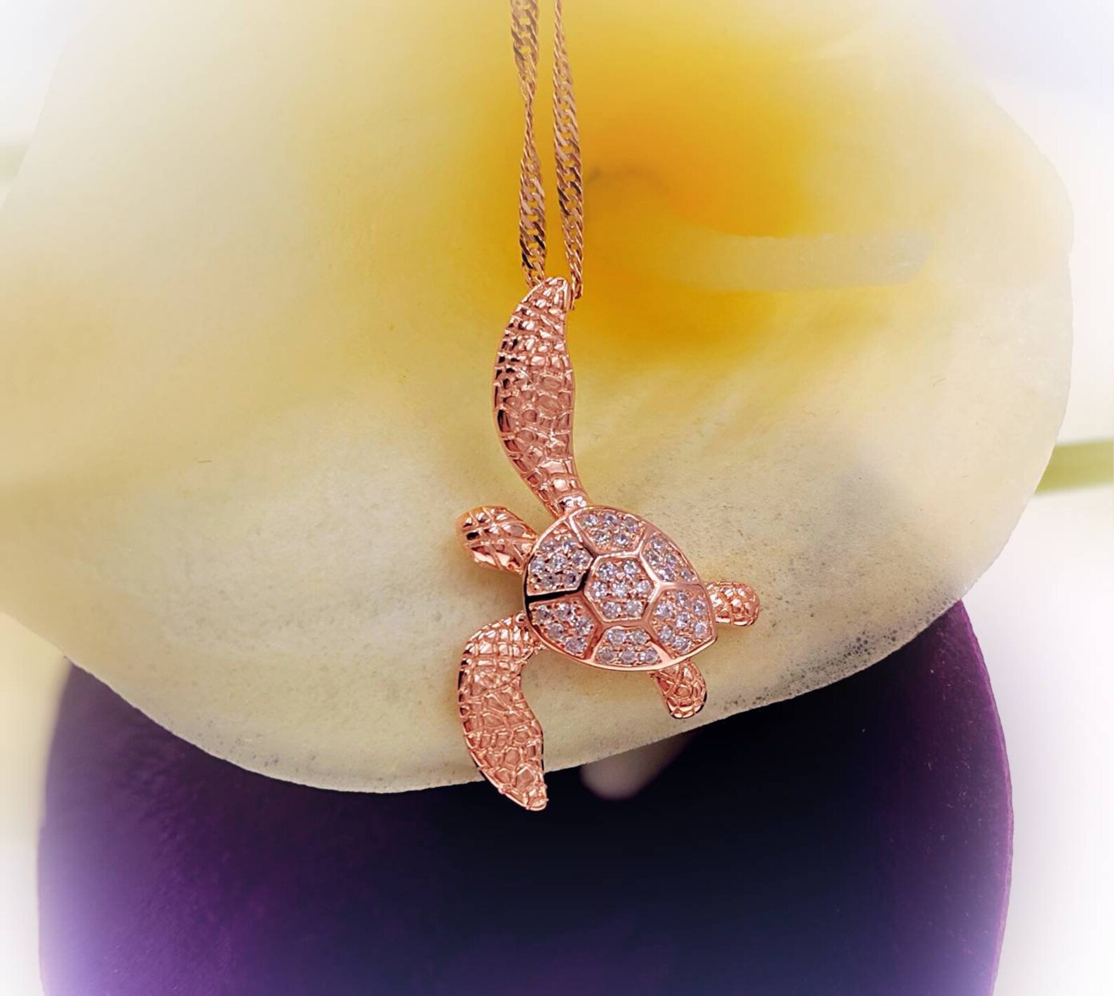 Rose Gold Sea Turtle Necklace 925 Sterling & Rose Turtle 925 | Etsy