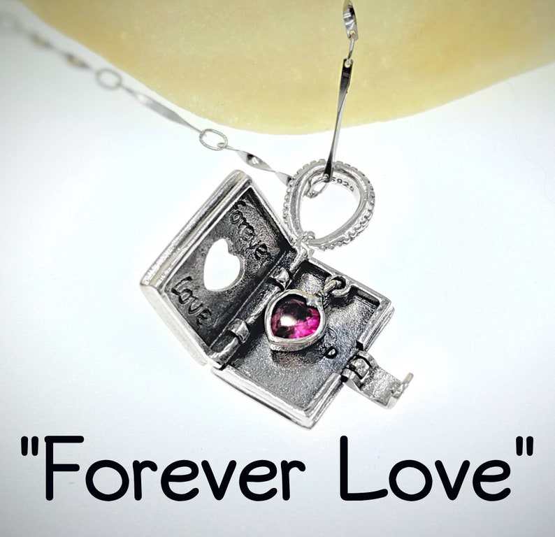925 Book Locket Love Letter Necklace; Secret Love Note; Necklace W ...