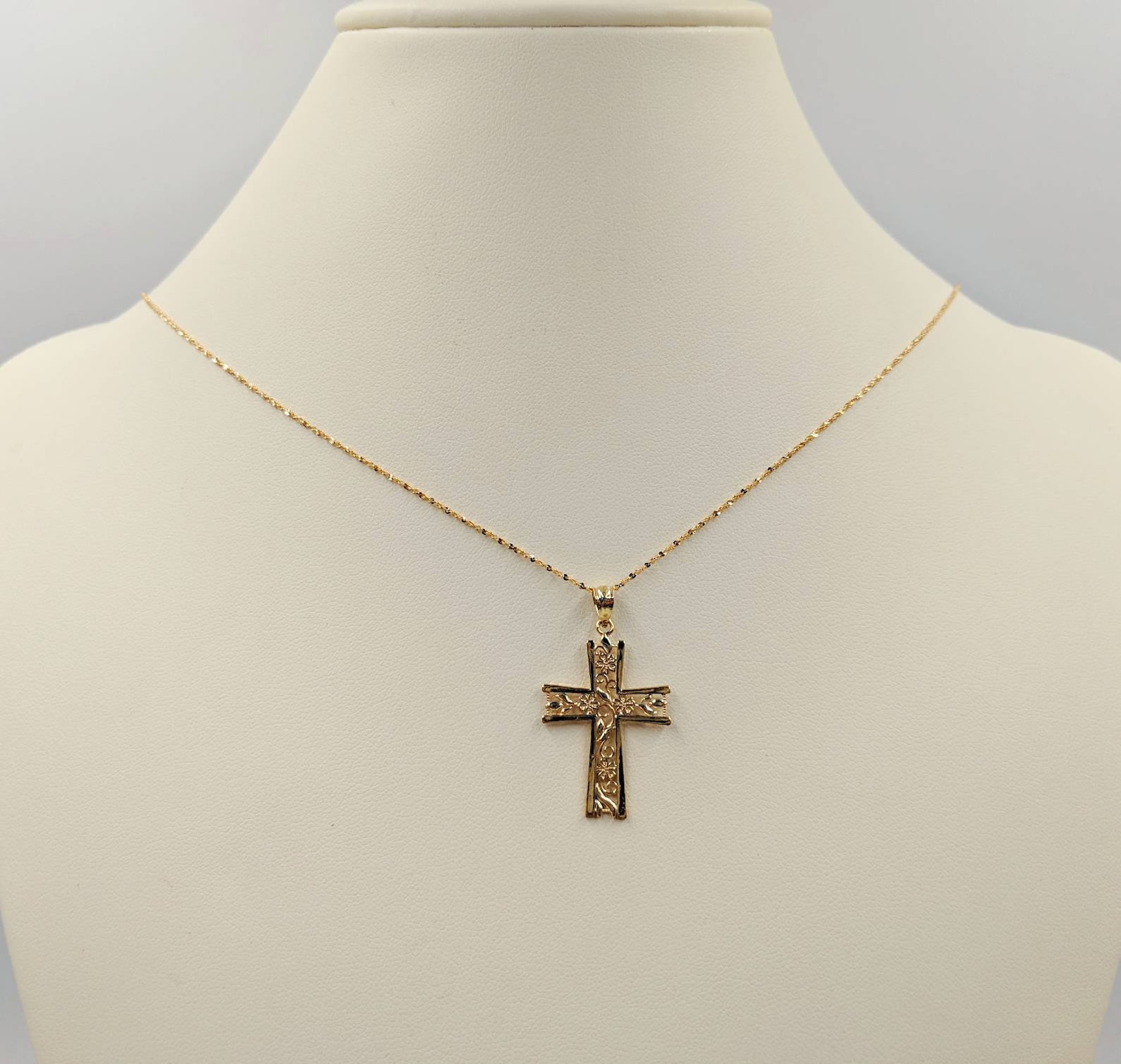 Gold Cross Necklace; Gold Plated 925 Sterling Silver Filigree Cross ...