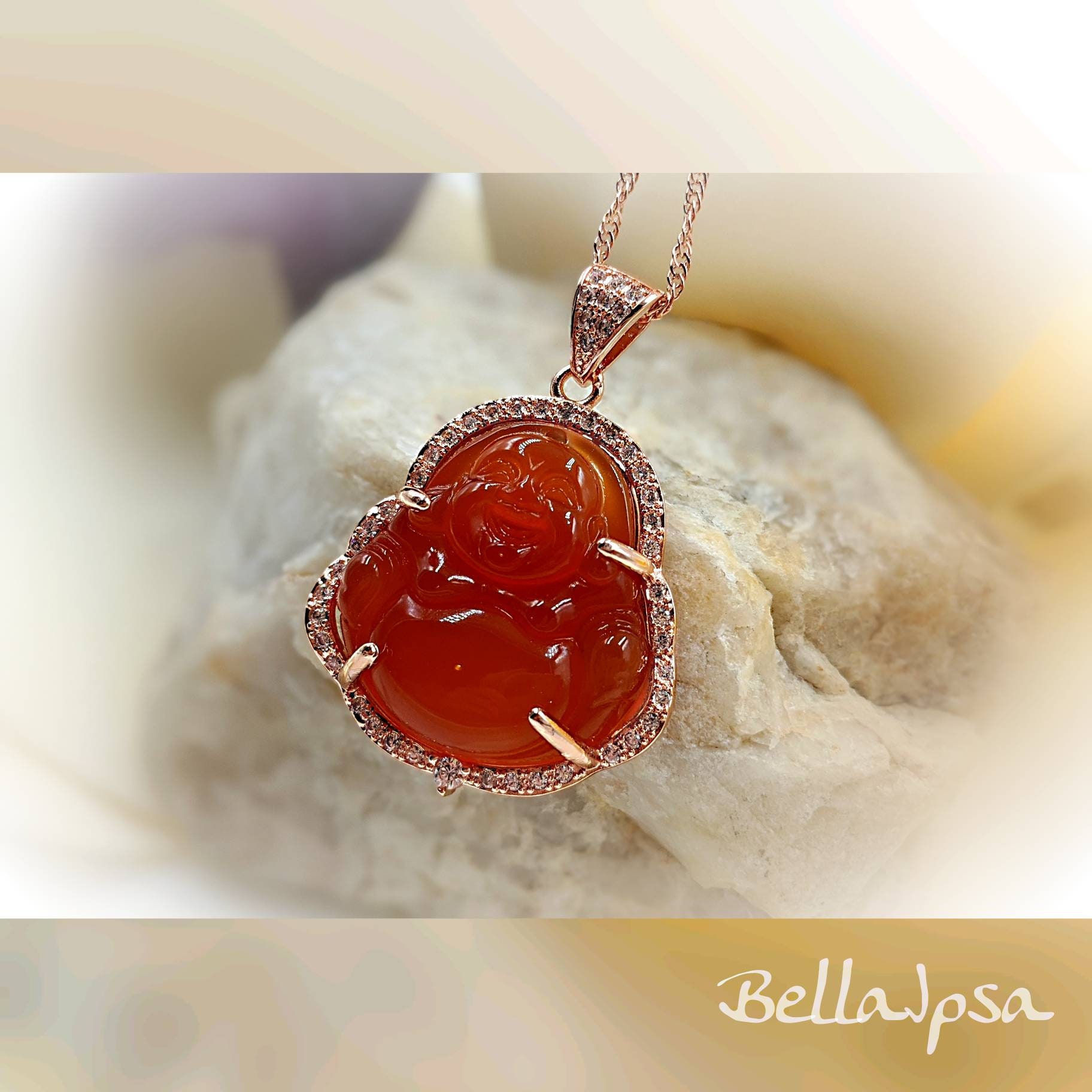 Rose Gold Genuine Red Jade Buddha; 925 Buddha Necklace; Rose Gold ...