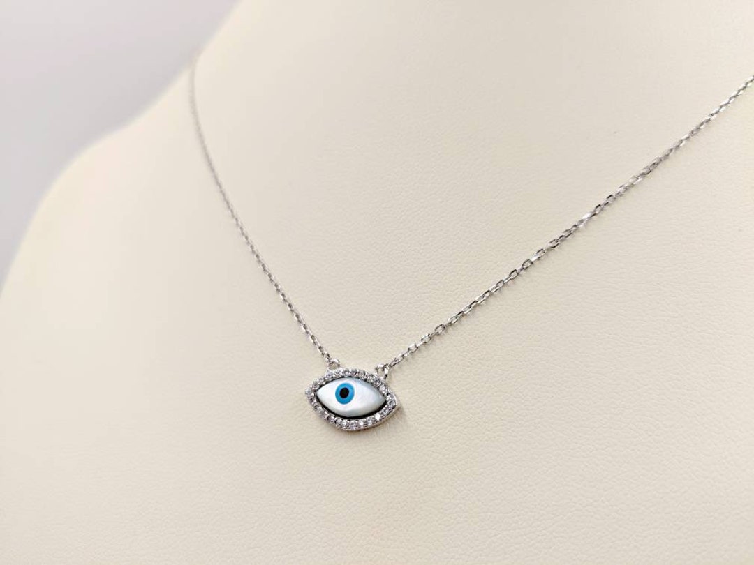 All Seeing Eye Necklace, Sterling Silver 925 Eye Pendant Chain Necklace ...