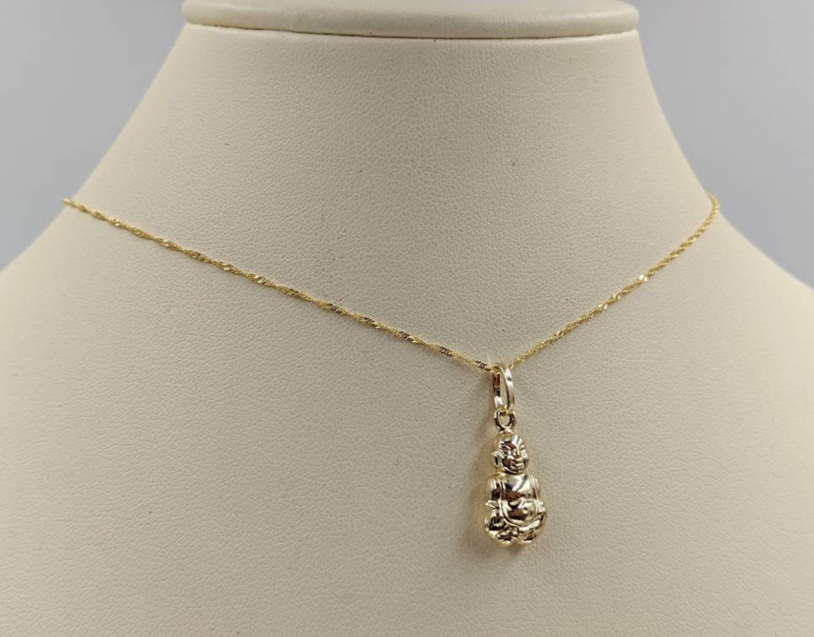 Solid 14K Gold Buddha Necklace Solid Gold Buddha Gold - Etsy