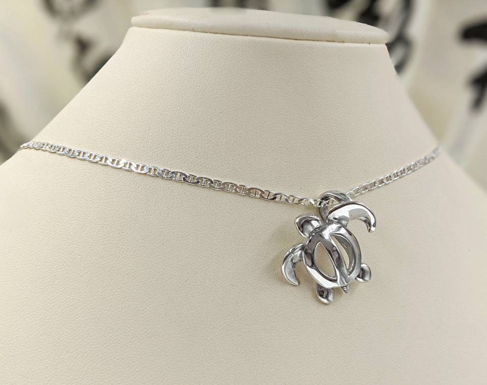 Sea Turtle Necklace; Turtle Jewelry;925 Sterling Silver Chain Necklace ...